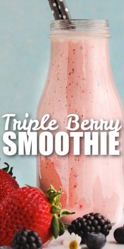 Triple Berry Smoothie (Easy Breakfast!) - Our Zesty Life