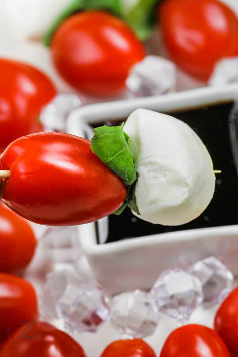 Caprese Skewers (Easy & Flavorful Appetizer!) - Our Zesty Life