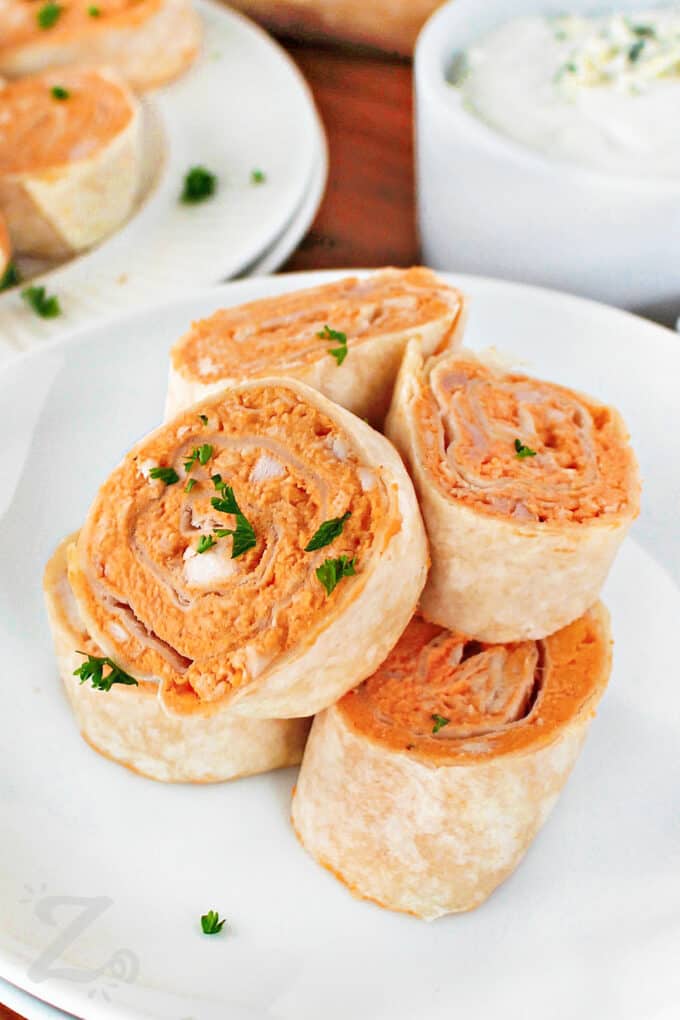 Buffalo Chicken Pinwheels (A Zesty Appetizer!) - Our Zesty Life