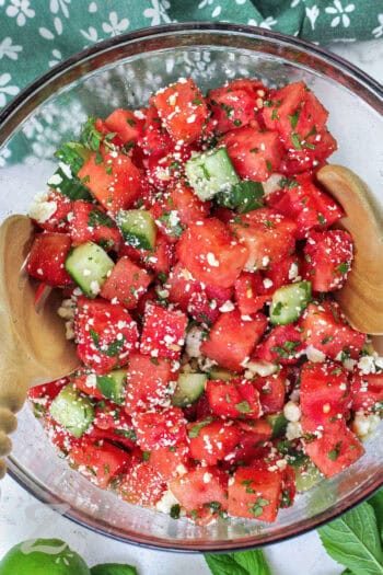 Watermelon Salad (Fresh and Colorful!) - Our Zesty Life